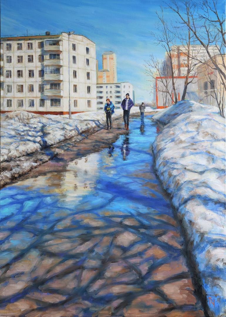 Spring. In the hood Painting by Tatiana Chepkasova | Saatchi Art