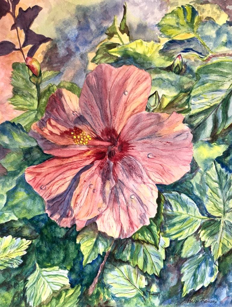 Heavenly Hibiscus Painting by Helen Ramsay | Saatchi Art