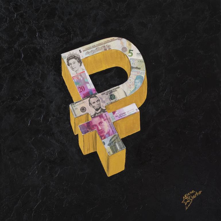 Russian Ruble Painting by Elena Sharbur | Saatchi Art