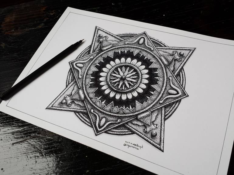 Stippling-mandala Drawing by Inga Monica | Saatchi Art
