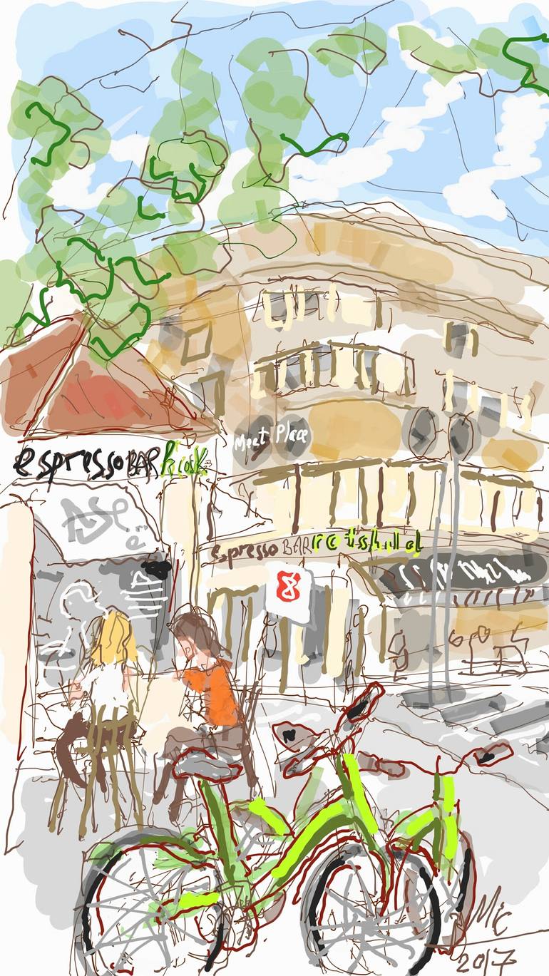 Tel Aviv Rothschild Boulevard Printmaking by Michael Slatkine | Saatchi Art