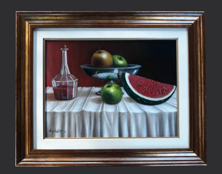 Natura Morta con vino Painting by Angelo Lotti | Saatchi Art