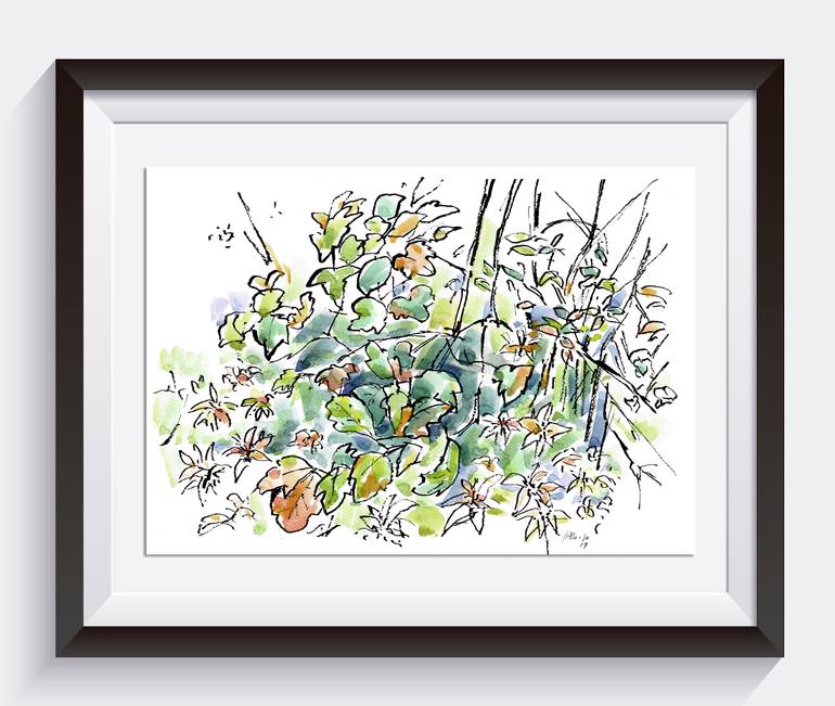 Follaje_con_azul_1 Drawing by Felipe Perez-Enciso | Saatchi Art