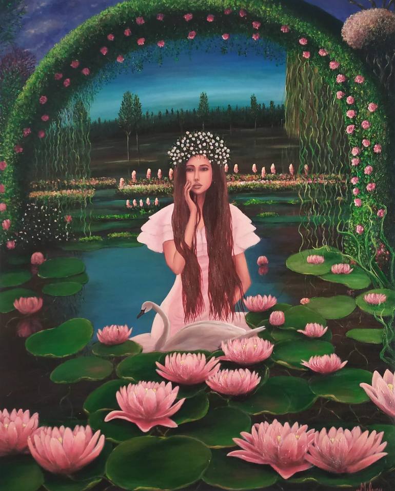 Woman and nature, feminine energy flowing Painting by Mileny Gonzalez ...