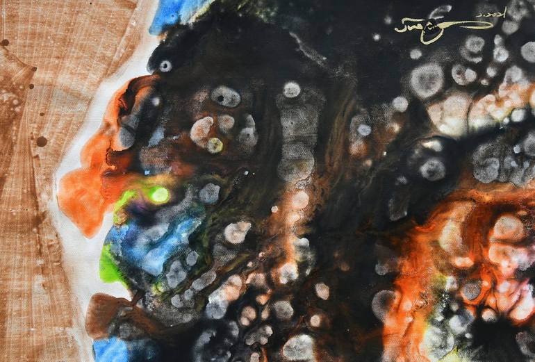 Looks like the devil satan peeping at the cosmic girl Painting by Jie ...