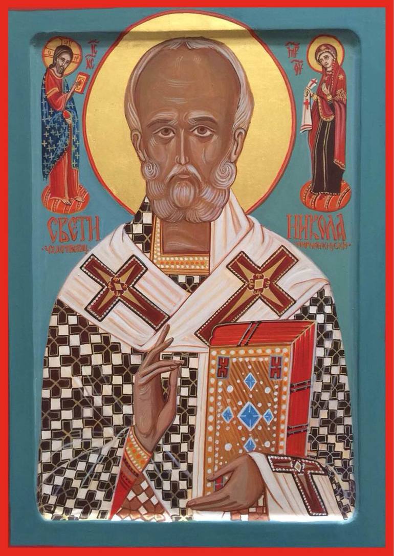Byzantine icon unique of St.Nicholas Painting by NikaIcon Art | Saatchi Art