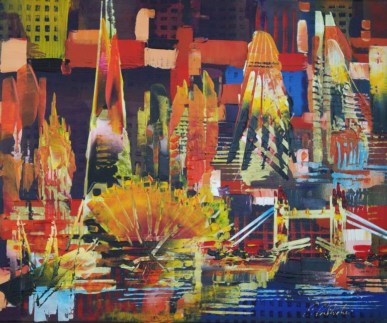 City London Abstract 182 Painting by Eraclis Aristidou | Saatchi Art