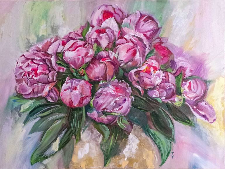 Peony Painting Original Art Oil Canvas Art Floral Wall Art Flowers 24 ...