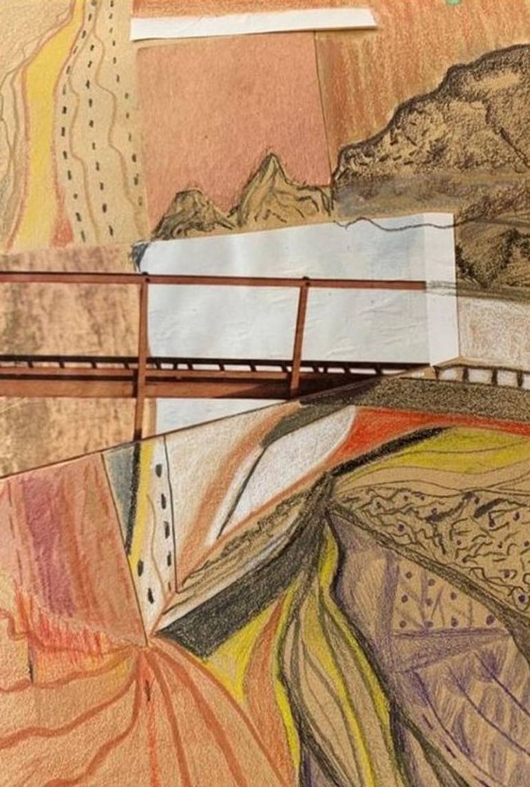 Puente origami [Origami bridge] Collage by Carmen Aztibia | Saatchi Art