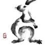 Sumi-e Rabbit Painting by Milla Krivdina | Saatchi Art