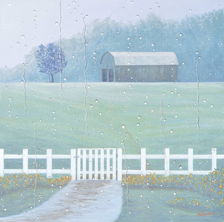 Raindrops On My Window Painting by Aicy Karbstein | Saatchi Art