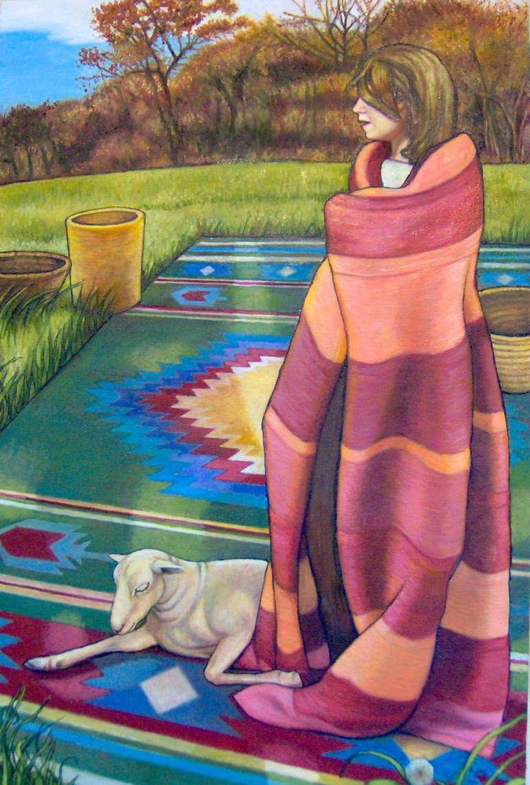 The Stripey Blanket Painting by Eleanor Day | Saatchi Art