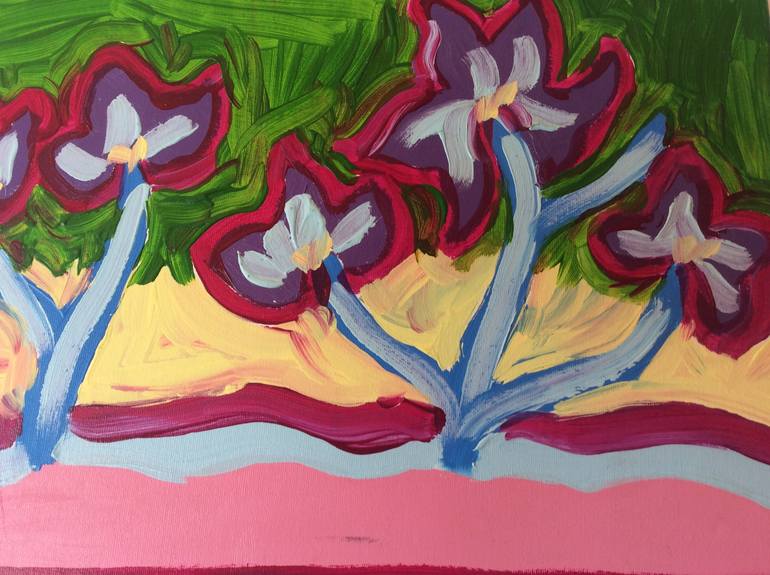 Flowers in Regents Park, London, England. Painting by Dara Flynn ...