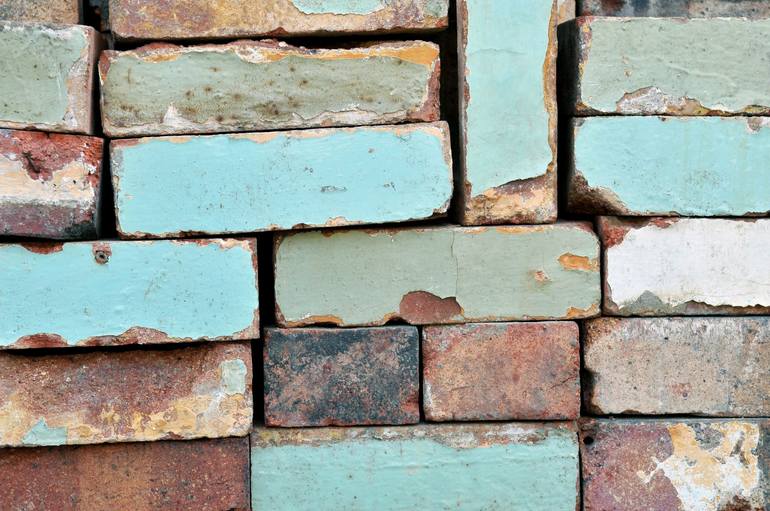 Pile of bricks, shades of blue Photography by Jon Martin | Saatchi Art