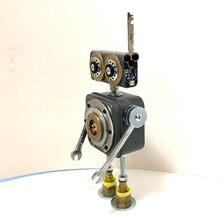 Found Objects Robot Sculpture / Assemblage Robot Figurine Sculpture by ...