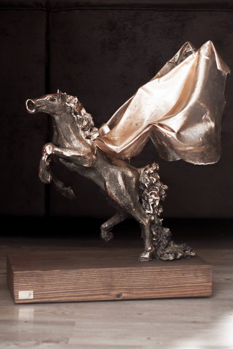 Winged horse OMega Sculpture by Leya Marincic | Saatchi Art