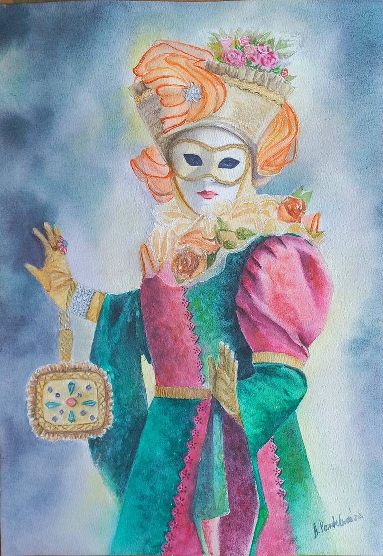 Lady in velvet dress original watercolor painting Painting by Anastasia ...