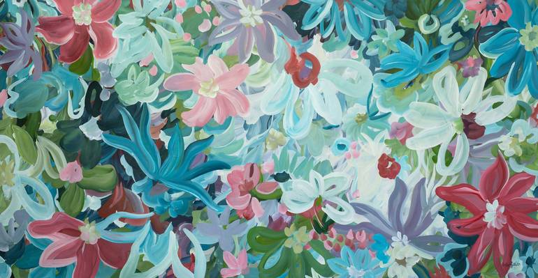 Floral Garden Large Abstract Painting by Amber Gittins | Saatchi Art