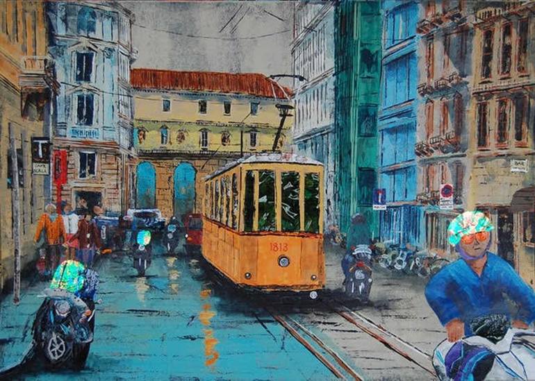 Tramcar 1813 Approaching La Scala - Milan Painting by Rob Leckey ...