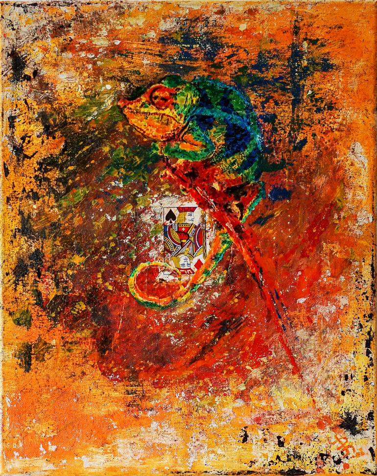 -Chameleon Adaptation- Mixed Media Semi-Abstract. Painting by Retne Art ...