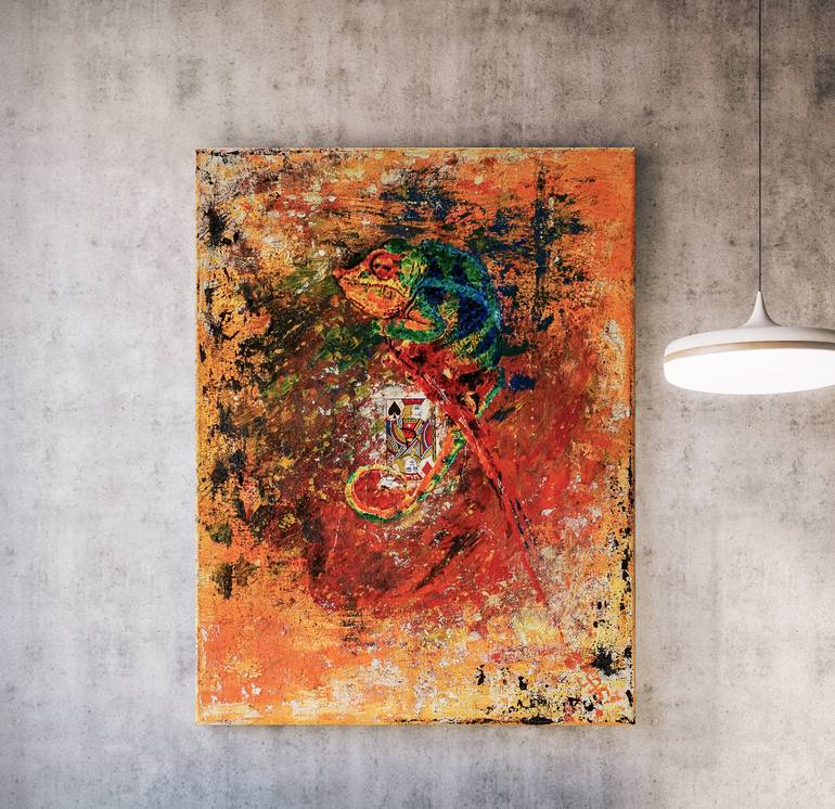-Chameleon Adaptation- Mixed Media Semi-Abstract. Painting by Retne Art ...