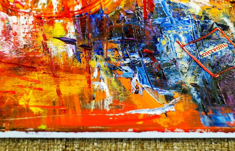 Strict Control. Colorful Abstract Expressive Oil Painting. Signed ...