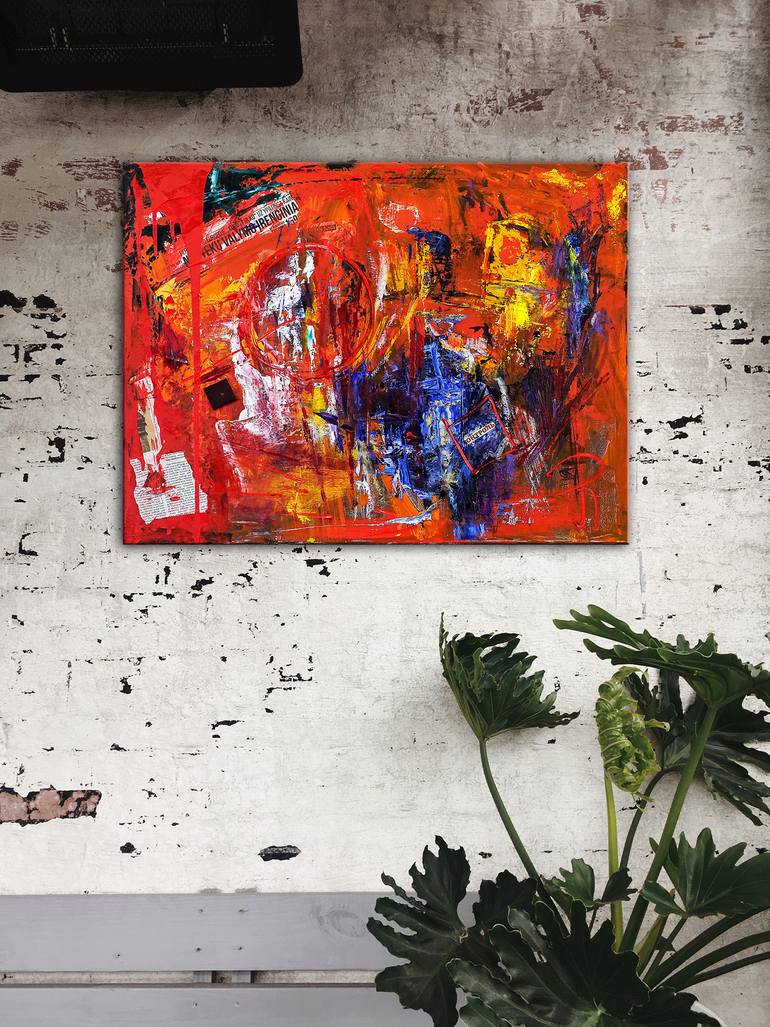 Strict Control. Colorful Abstract Expressive Oil Painting. Signed ...