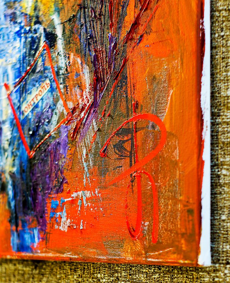Strict Control. Colorful Abstract Expressive Oil Painting. Signed ...