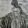 waiting here Drawing by Wanida Rangcakanok | Saatchi Art