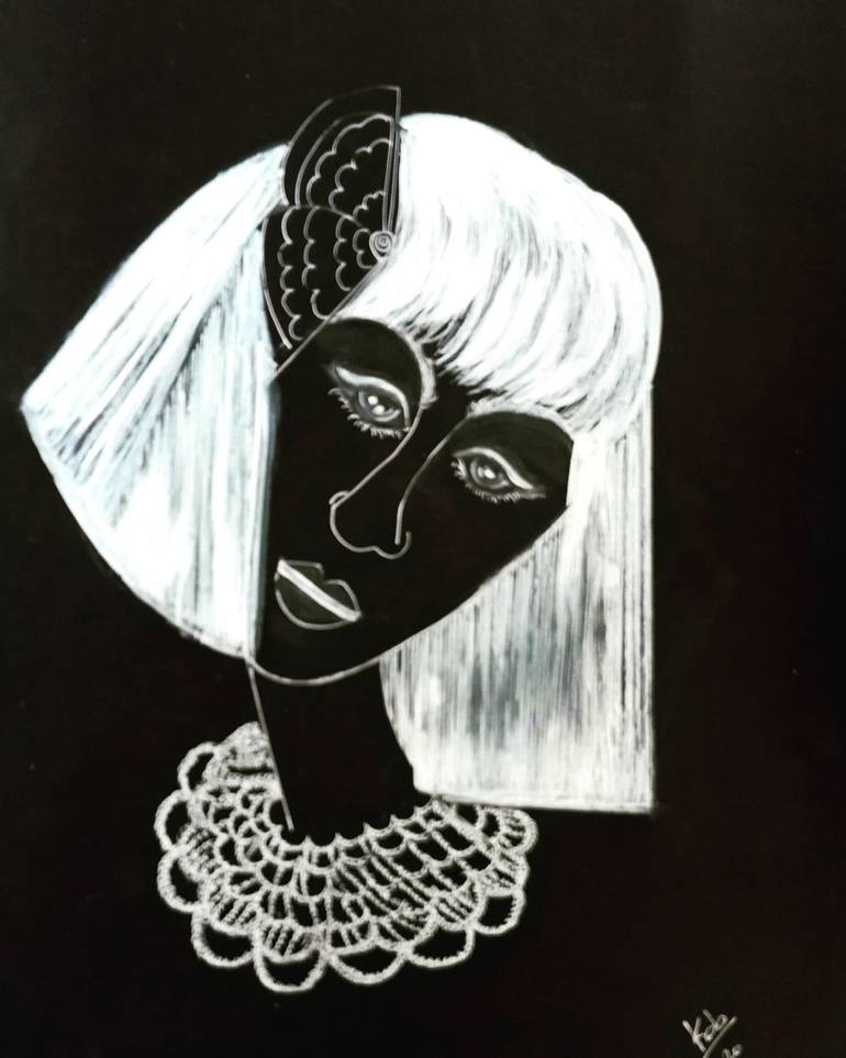 Black and white lady Drawing by Wanida Rangcakanok | Saatchi Art