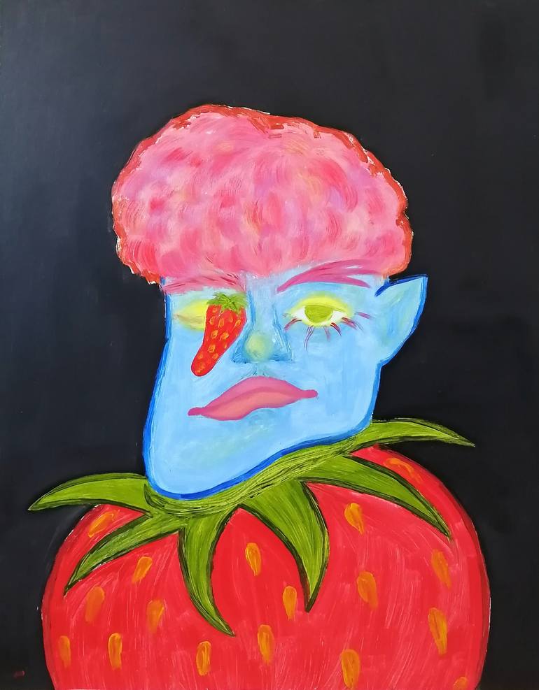 Strawberry man Painting by Natalya Alekseeva | Saatchi Art