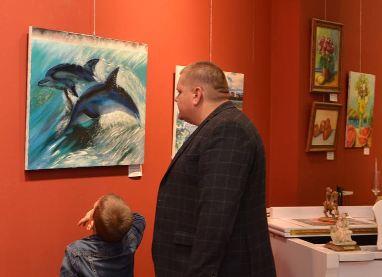Dolphins, ocean, seascape interiors Painting by Anastasiya Kharchenko ...