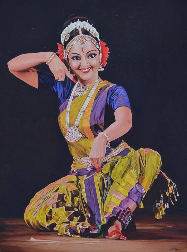 Kuchipudi Dancer Painting by Mithran Acharya | Saatchi Art