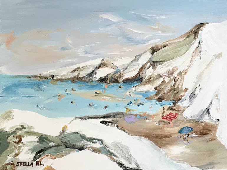 Monday at the beach Painting by Stella El | Saatchi Art