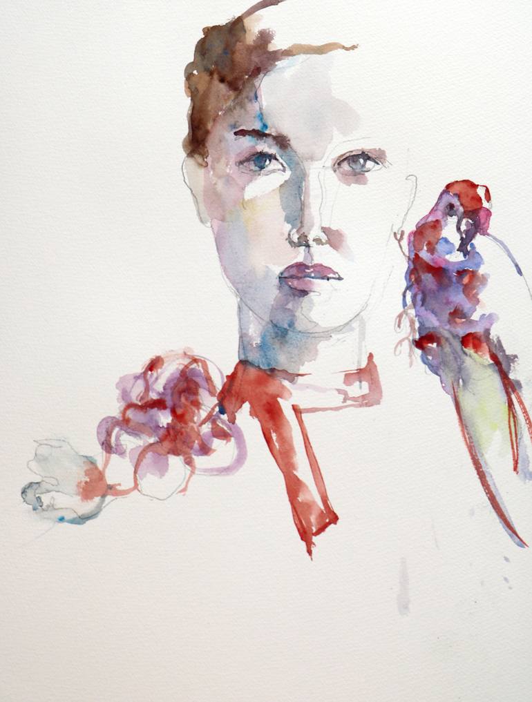 Red Parrot Painting by Barbara Simonson | Saatchi Art