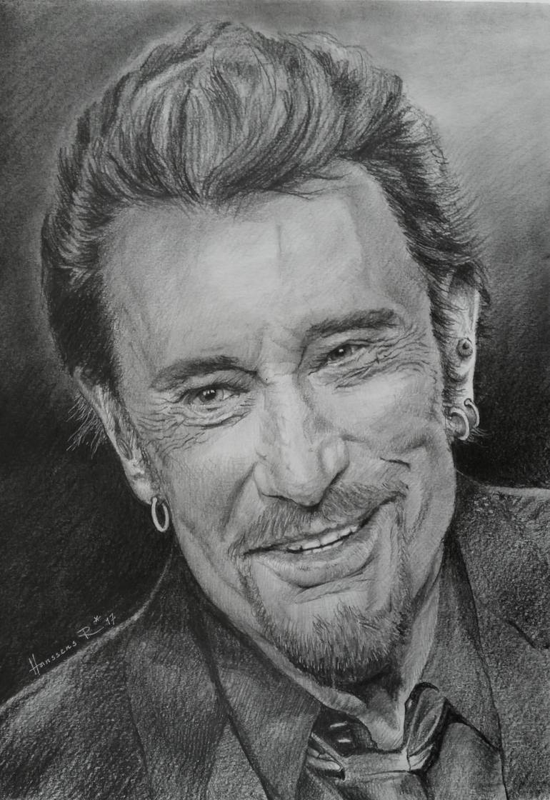 Drawing of Johnny Hallyday Drawing by Richard Hanssens | Saatchi Art