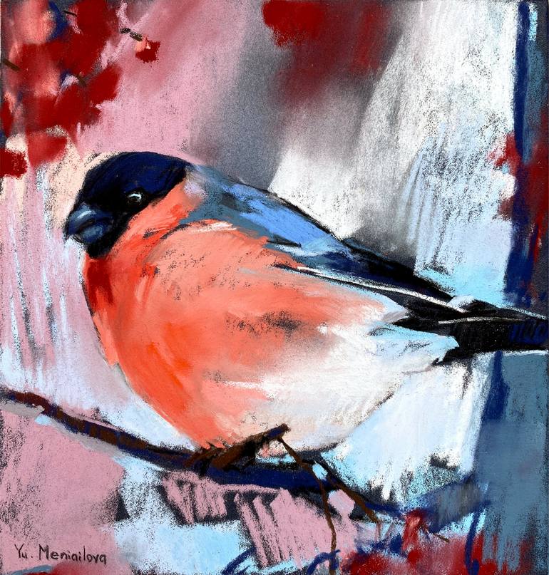 Bullfinch Drawing by Yuliia Meniailova | Saatchi Art