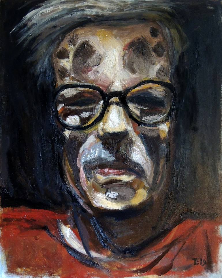 Selfportrait with facepaint and glasses Painting by Tore Bahnson | Saatchi Art