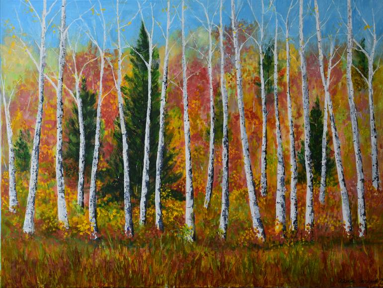 Birch Dance Painting by Alexis L Baranek | Saatchi Art