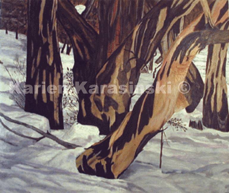 Snow Gums At Smiggins Hole Mt Kosciusko Painting by Caren Engelbrecht ...