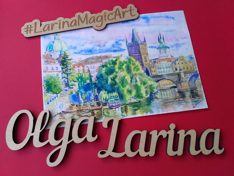 Old bridge in Prague Painting by Olga Larina | Saatchi Art