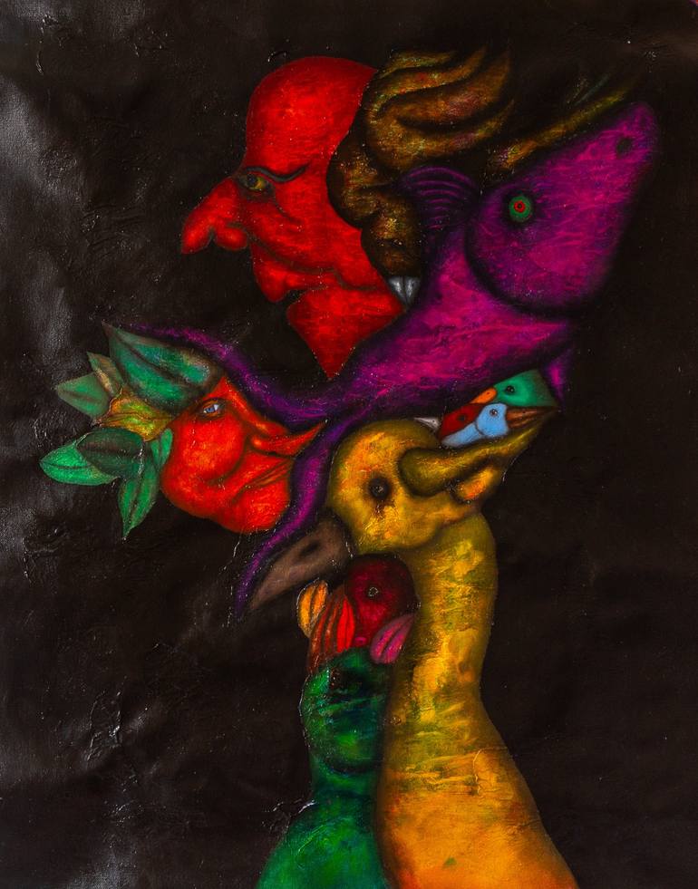 “The prayer of the Indian”mixed texture Painting by Luis Xiua | Saatchi Art