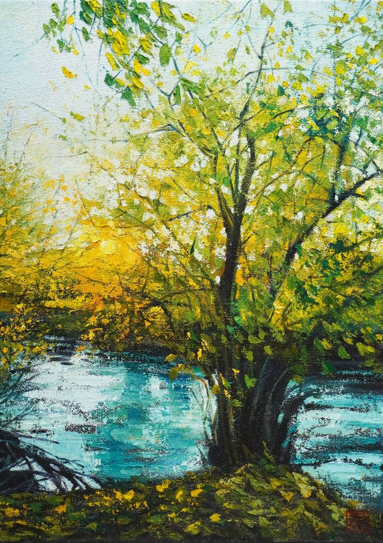 The Golden View Painting by Li Tellenbach-Guo | Saatchi Art