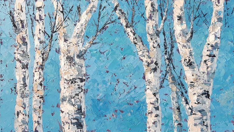 White Birch Trees Painting by Aleksandra Ivanova | Saatchi Art