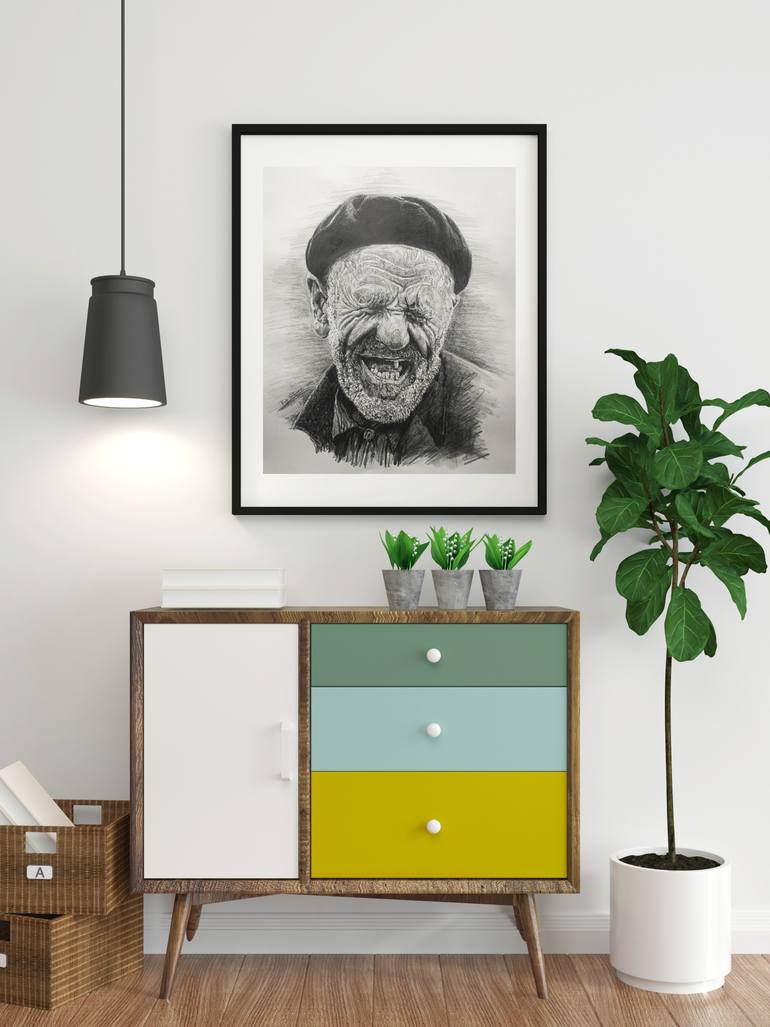 Happy Old Man Drawing by Kobi Williamz | Saatchi Art