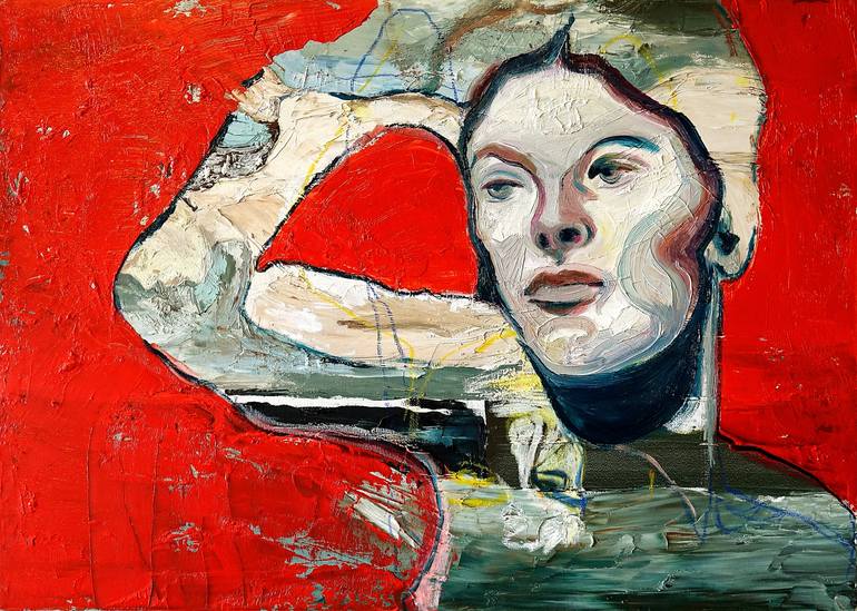 Laying in Red Painting by Jeremy Allan | Saatchi Art