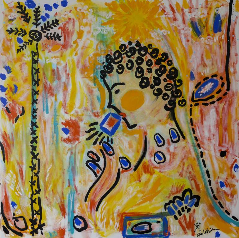 'Singing a Poem to The Palm Tree' Painting by Xavi Lavida | Saatchi Art