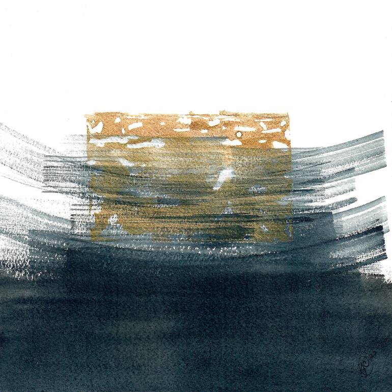 Gold & Blue Painting by Jennifer Church | Saatchi Art