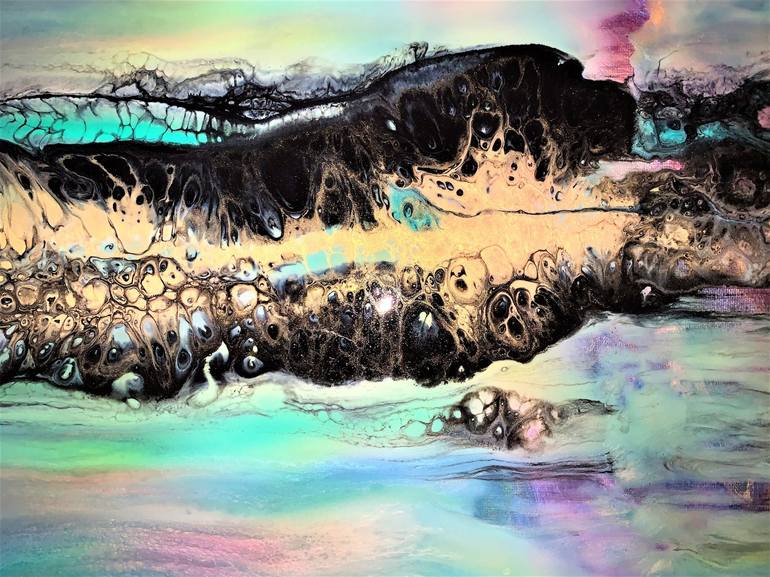 Yellow River and Black Beach Painting by Neli Stoyanova | Saatchi Art
