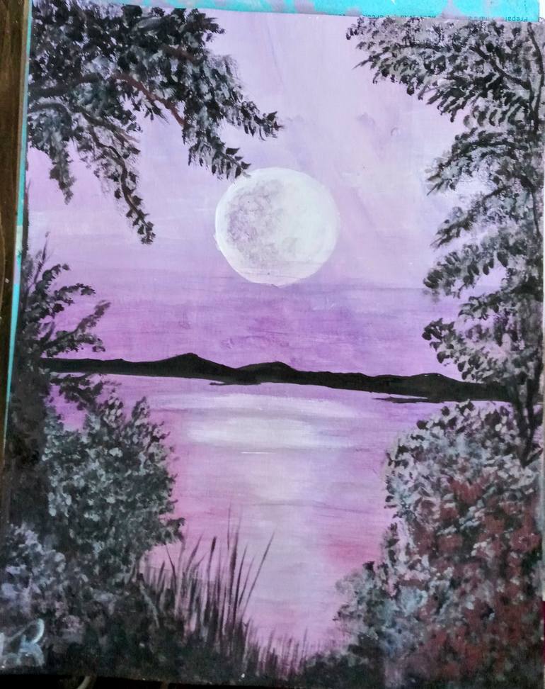 Moonlit Painting by Laura Lea | Saatchi Art